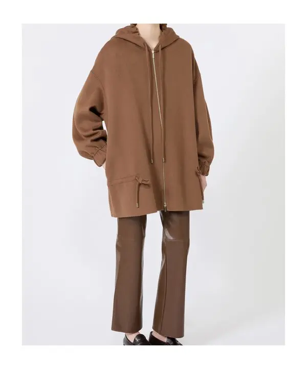 Max Mara Long-sleeved Hooded Coat With Drawstring Details