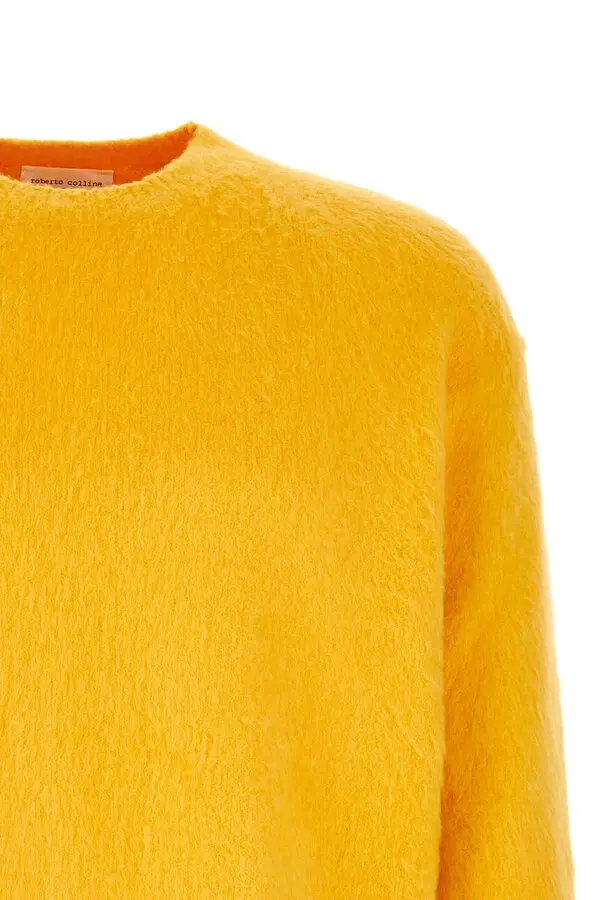 ROBERTO COLLINA Gauze Sweater With Ribbed Trim And Dropped Shoulders - Yellow