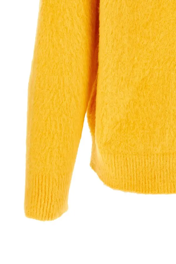 ROBERTO COLLINA Gauze Sweater With Ribbed Trim And Dropped Shoulders - Yellow