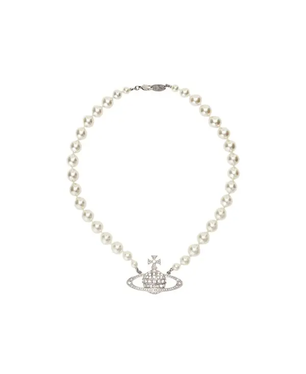 VIVIENNE WESTWOOD Pearl And Crystal Orb Collar Necklace - White