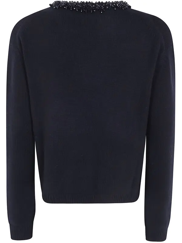 SEMICOUTURE Denny Beaded Embellished Crew Neck Sweater