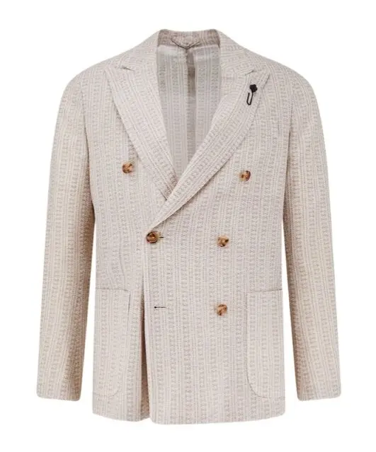 LARDINI Textured Double-breasted Blazer