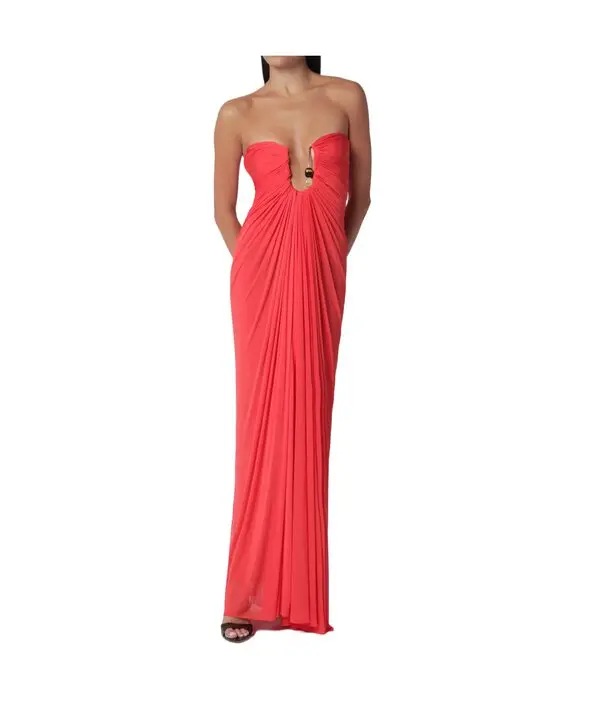 Christopher Esber Strapless Gown With Pearl And Metal Embellishment - Capsicum Red