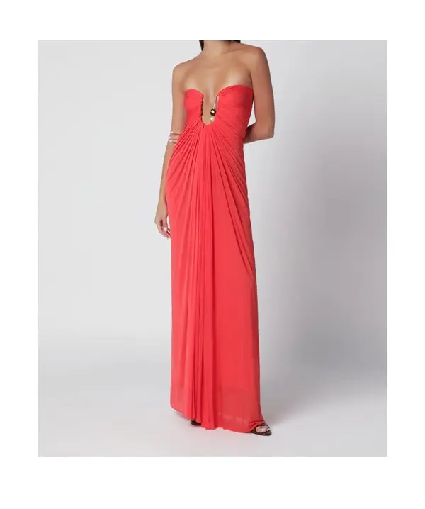 Christopher Esber Strapless Gown With Pearl And Metal Embellishment - Capsicum Red