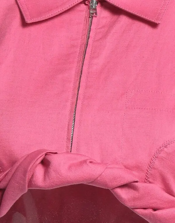 Jacquemus Cropped Short Sleeve Top With Zipper Detail - Fuchsia
