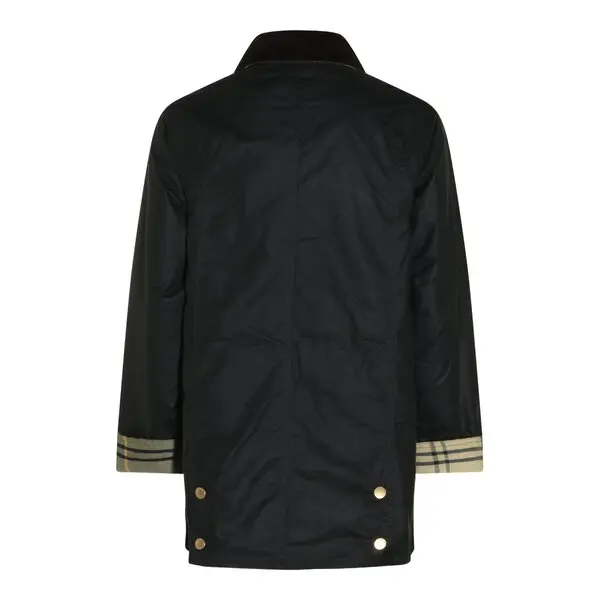 Barbour Waxed Cotton Jacket With Plaid Paneling