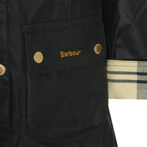 Barbour Waxed Cotton Jacket With Plaid Paneling