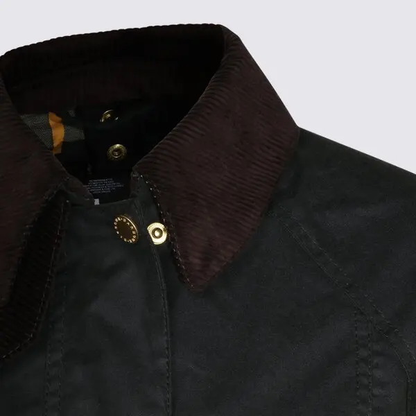 Barbour Waxed Cotton Jacket With Plaid Paneling
