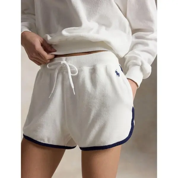 Just Cavalli Terry Cloth Athletic Shorts With Drawstring Waist