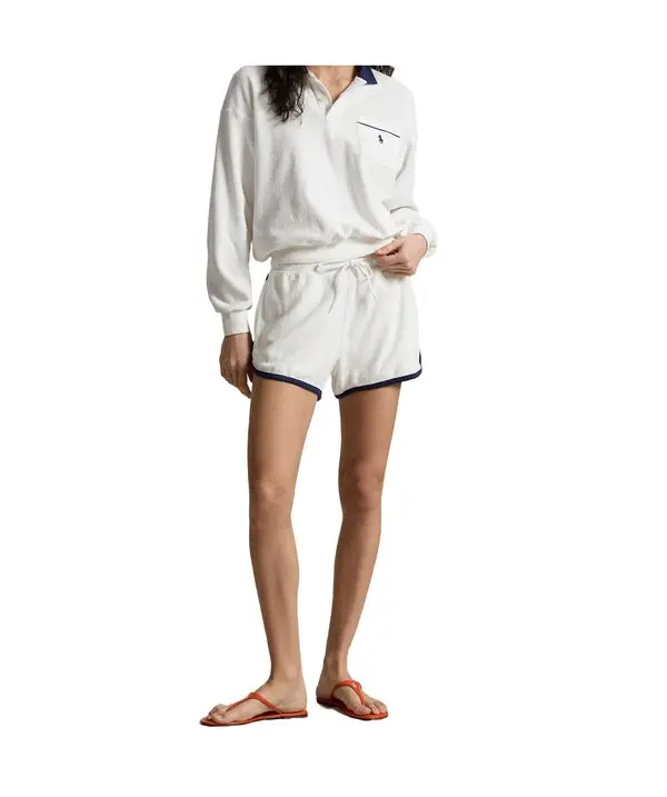 Just Cavalli Terry Cloth Athletic Shorts With Drawstring Waist