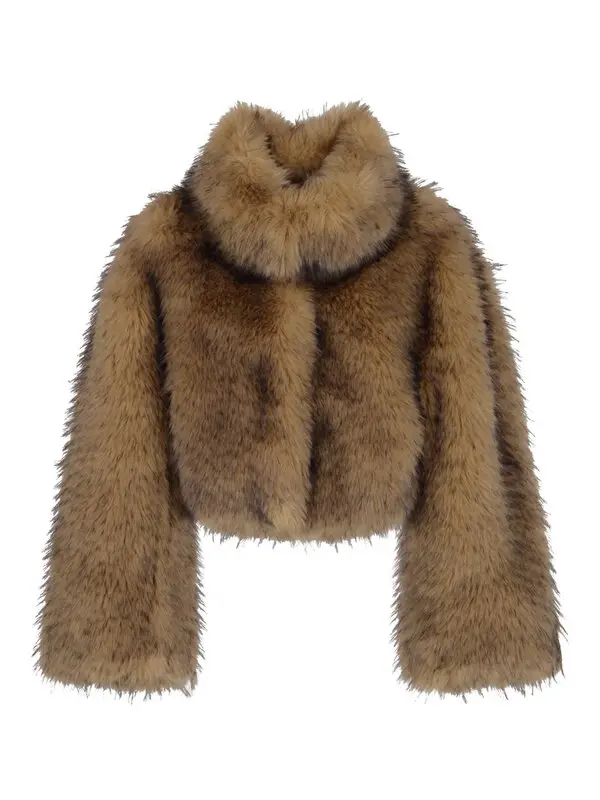 ROTATE BY BIRGER CHRISTENSEN Fur Coat With Long Sleeves - Multicolor