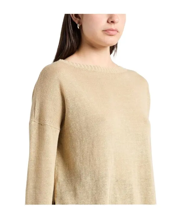 Max Mara Linen Scoop Neck Long Sleeve Jumper