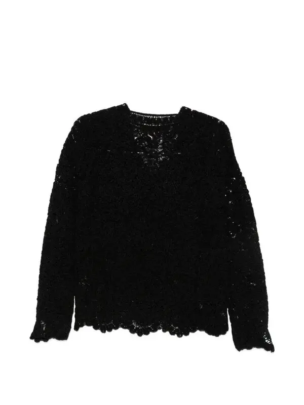 SEMICOUTURE Lace V-neck Knit Top