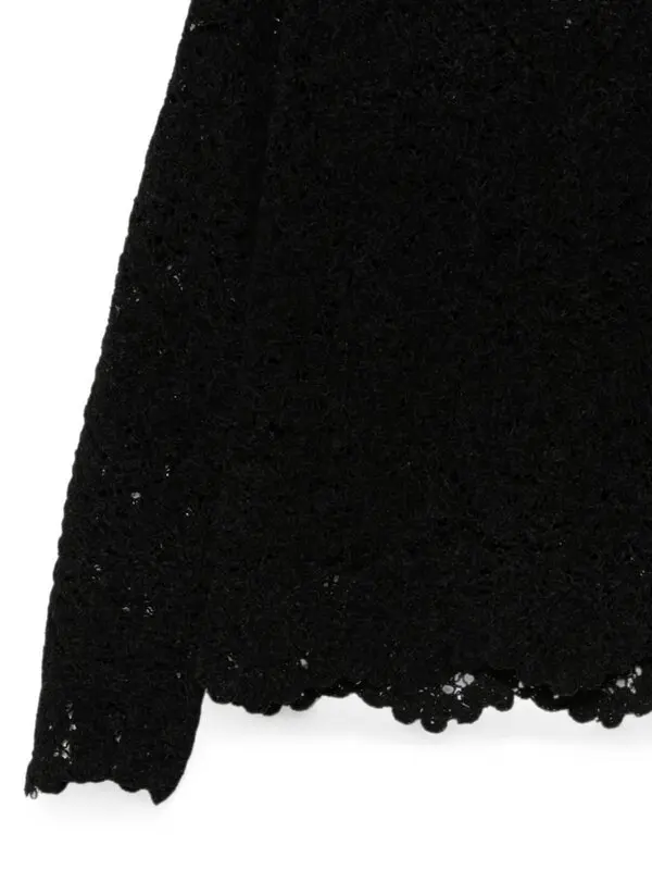 SEMICOUTURE Lace V-neck Knit Top
