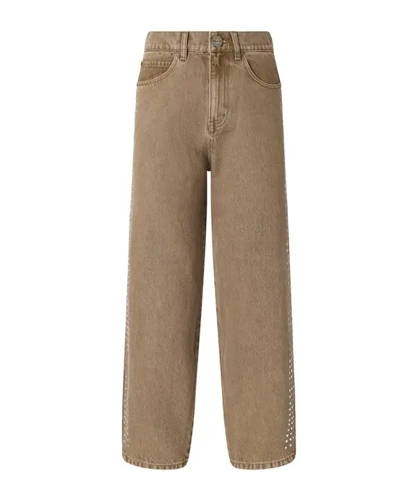 Pinko Wide-leg Embellished Denim Jeans