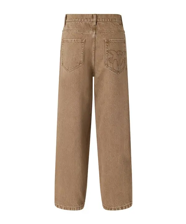 Pinko Wide-leg Embellished Denim Jeans