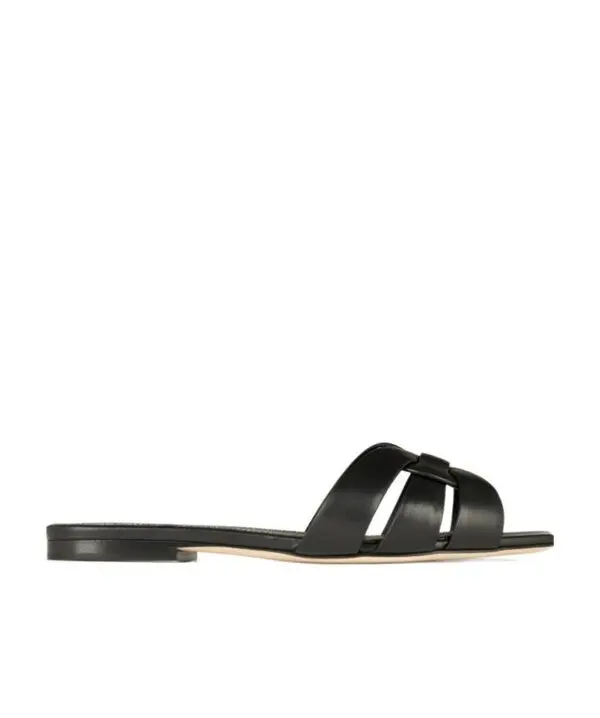 Saint Laurent Logo Slippers - Black