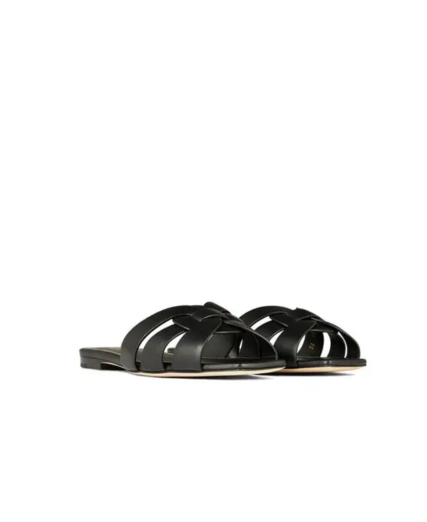 Saint Laurent Logo Slippers - Black