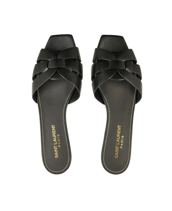 Saint Laurent Logo Slippers - Black