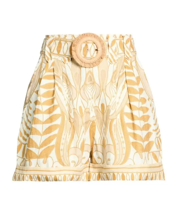 Farm Rio Printed Cotton Linen Shorts With Belt