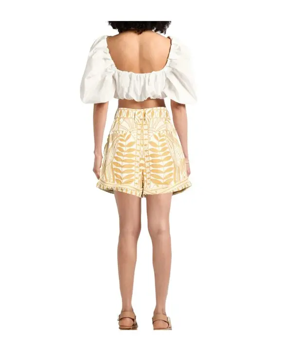 Farm Rio Printed Cotton Linen Shorts With Belt