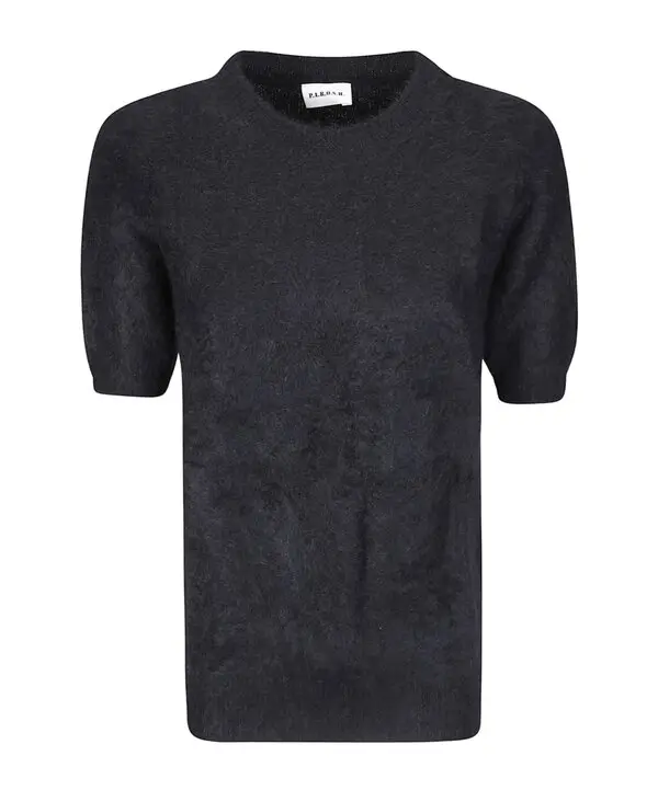 P.a.r.o.s.h Crew Neck Short Sleeve Knit Top With Trim