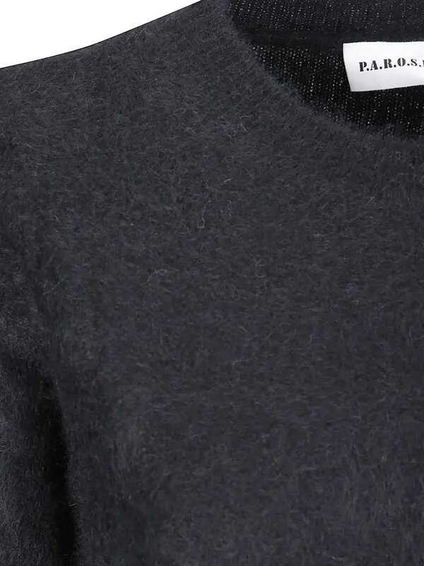 P.a.r.o.s.h Crew Neck Short Sleeve Knit Top With Trim