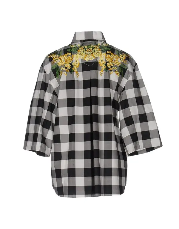 Dolce & Gabbana Checked Embroidered 3/4 Sleeve Shirt