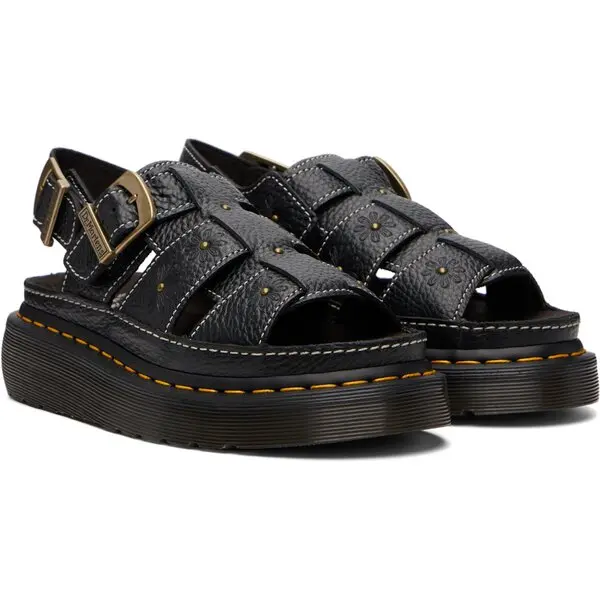 Dr. Martens Wrenlie Flower-embossed Buckled Sandals