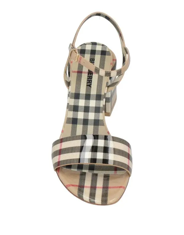 Burberry Printed Leather High-heeled Sandals With Buckle Strap