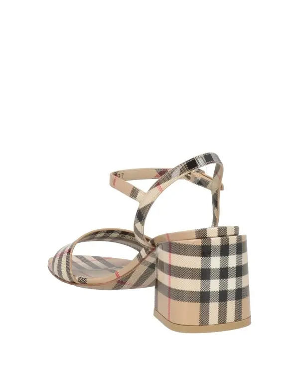 Burberry Printed Leather High-heeled Sandals With Buckle Strap