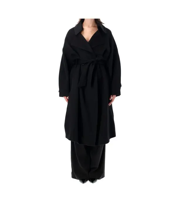 THE FRANKIE SHOP Belted Double-breasted Coat - Black