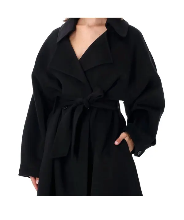 THE FRANKIE SHOP Belted Double-breasted Coat - Black