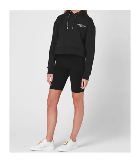 Balmain Logo Cotton Drawstring Hoodie