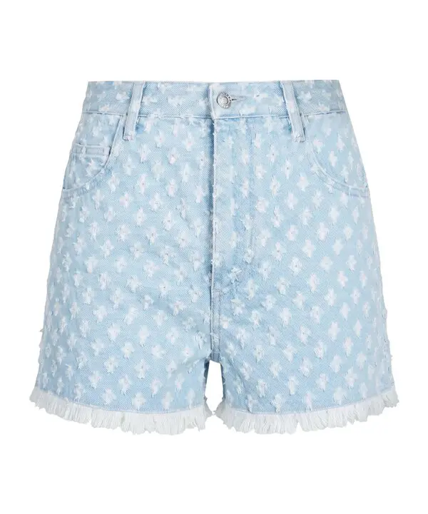 Isabel Marant Étoile Distressed Light Wash Denim Shorts With Fringe Hem