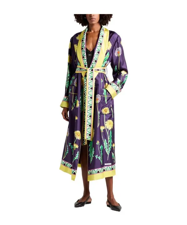 Dolce & Gabbana Printed Long-sleeve Kimono Cover-up