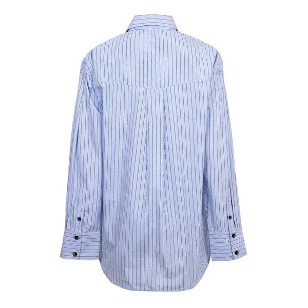 GANNI Striped Cotton Oversized T-shirt - Blue