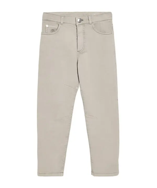 Brunello Cucinelli Lightweight Dyed Denim Trousers With Contrast Stitching