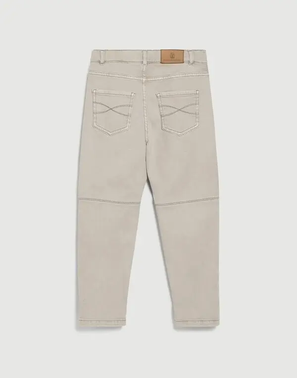 Brunello Cucinelli Lightweight Dyed Denim Trousers With Contrast Stitching