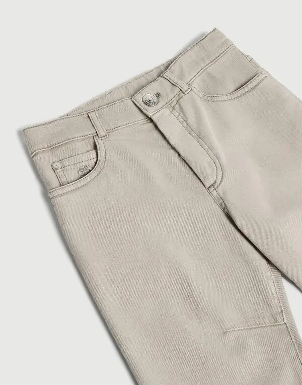 Brunello Cucinelli Lightweight Dyed Denim Trousers With Contrast Stitching