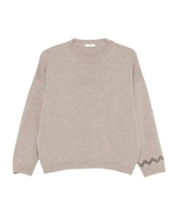 PANICALE Drop-shoulder Embellished Sweater - Nude