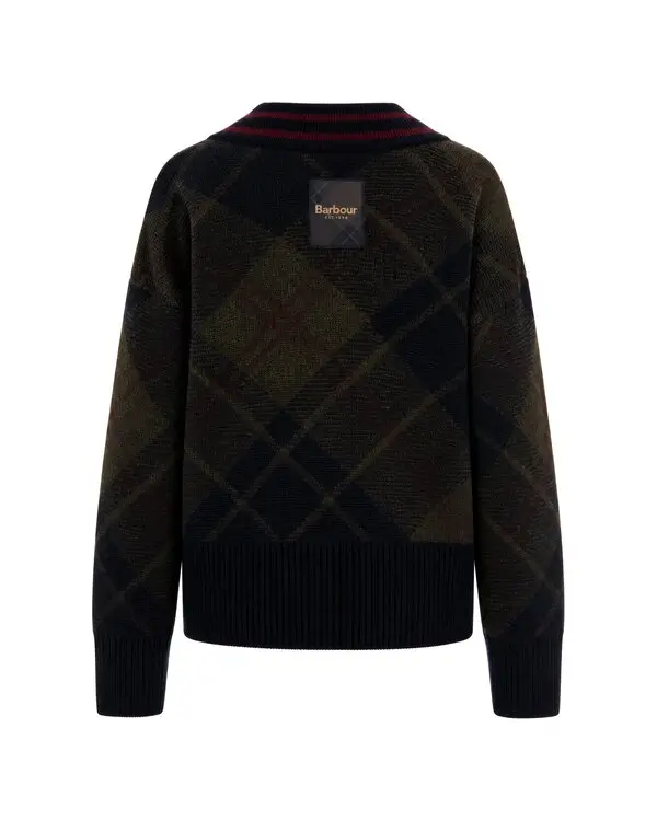Barbour Shae V-neck Tartan Jumper - Black