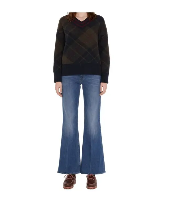 Barbour Shae V-neck Tartan Jumper - Black