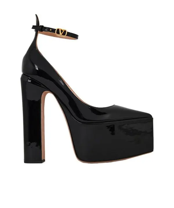 Valentino Garavani Patent Leather Platform Heels With Ankle Strap
