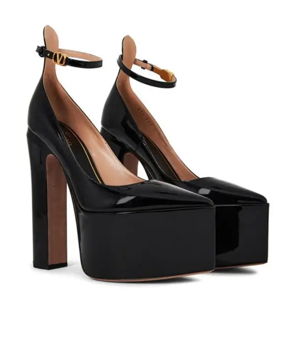 Valentino Garavani Patent Leather Platform Heels With Ankle Strap