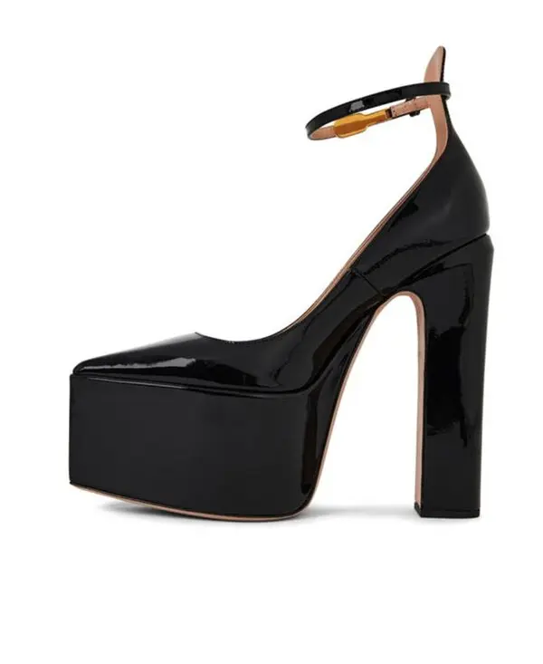 Valentino Garavani Patent Leather Platform Heels With Ankle Strap