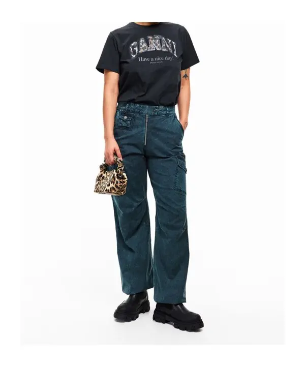 GANNI Cotton Straight Leg Cargo Trousers