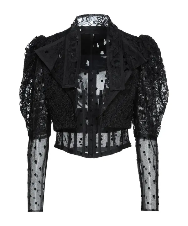 Dolce & Gabbana Lace Floral Print Puff Sleeve Top