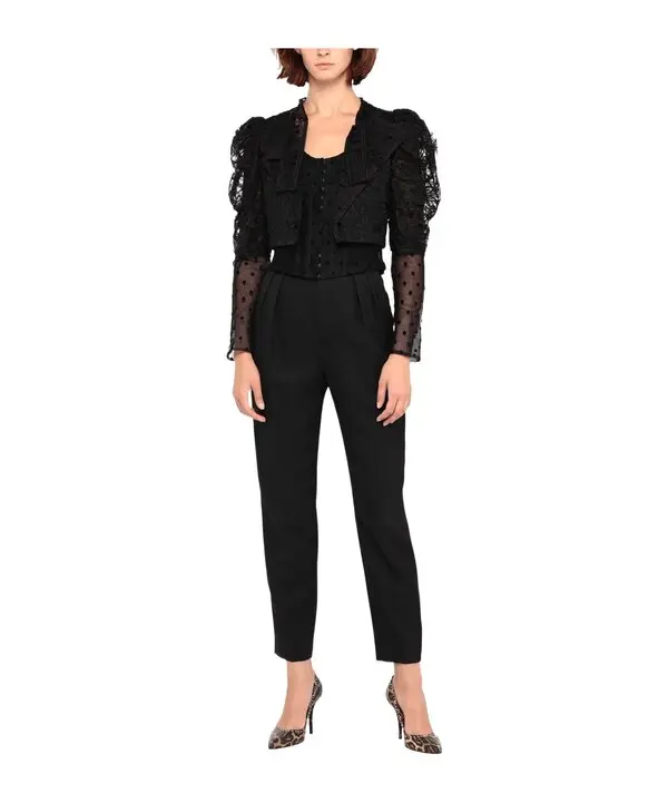 Dolce & Gabbana Lace Floral Print Puff Sleeve Top