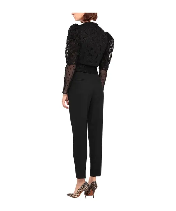 Dolce & Gabbana Lace Floral Print Puff Sleeve Top